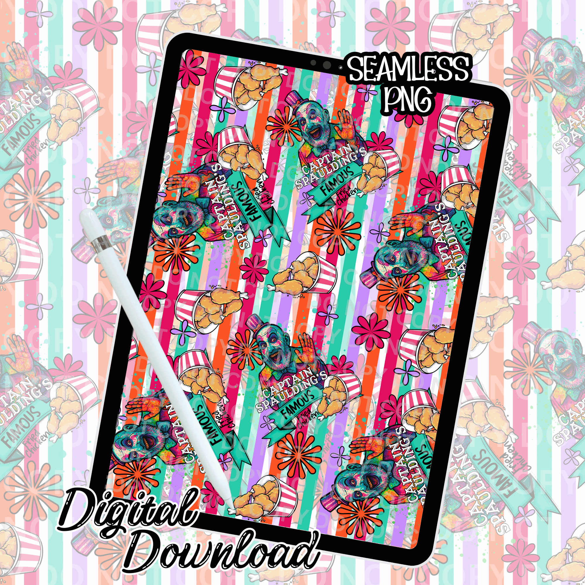 Fried Chicken- Seamless Design – Glam’er Tough | Rainbow Rat Designs
